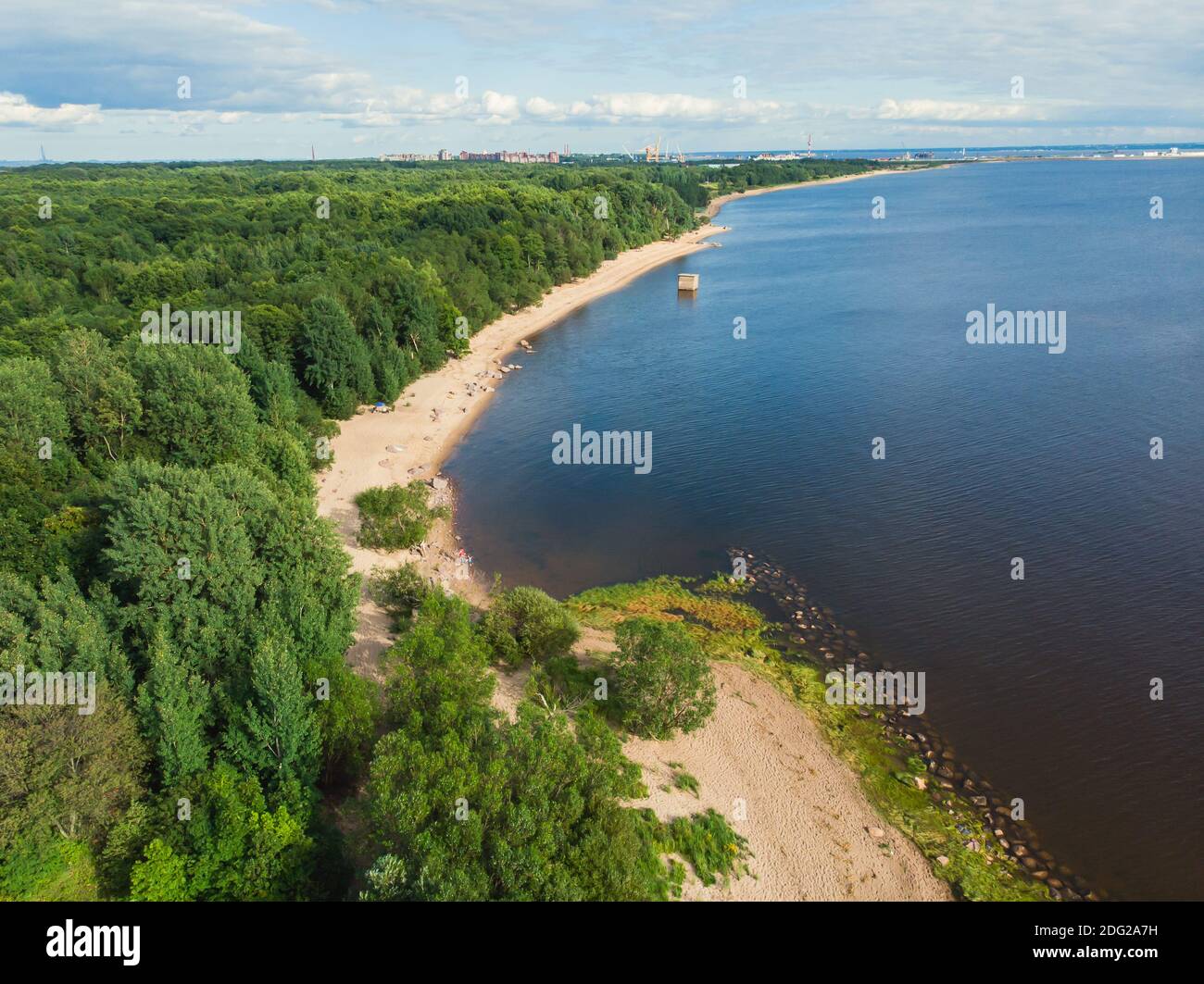 Aerial summer vibrant view of West Kotlin state nature reserve ...