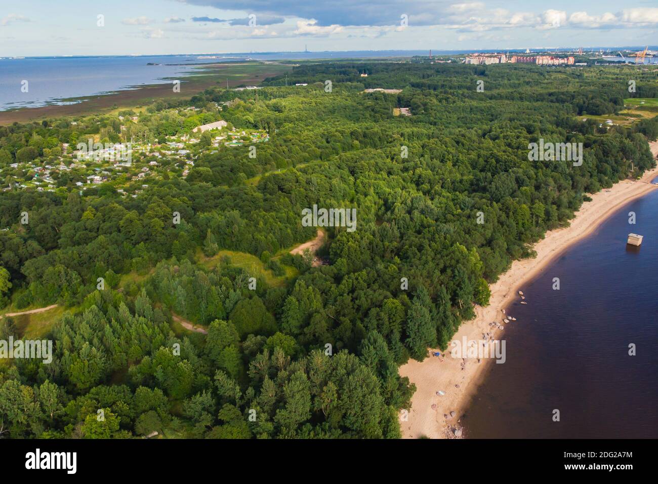 Aerial summer vibrant view of West Kotlin state nature reserve ...