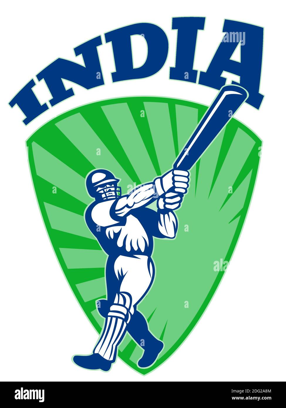 Cricket player batsman batting retro India Stock Photo - Alamy