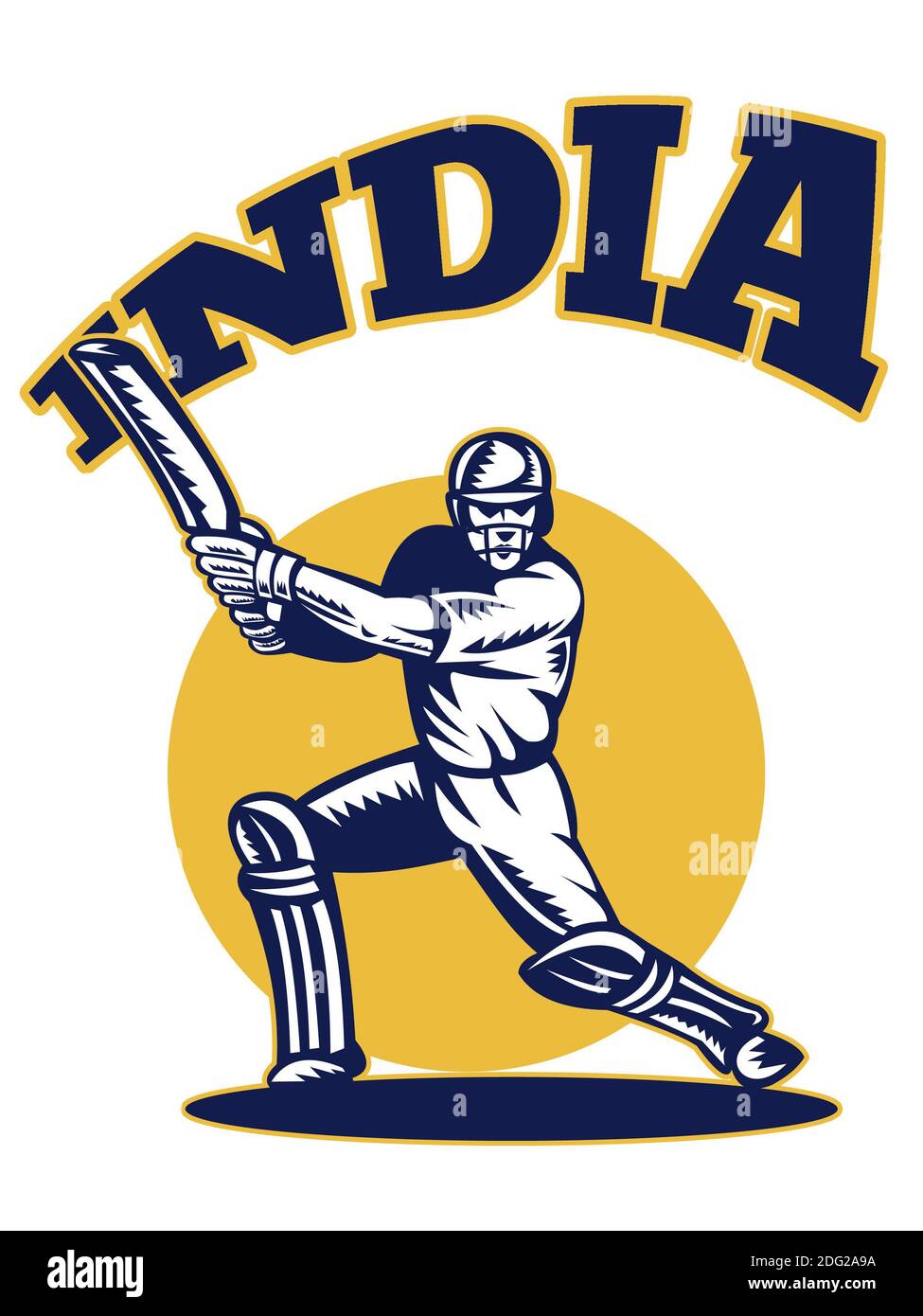 Cricket player batsman batting retro India Stock Photo - Alamy