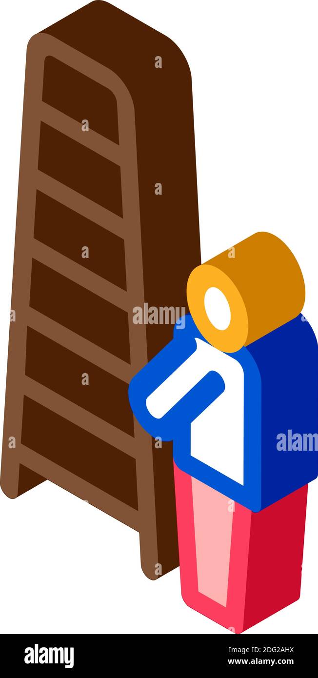 human with ladder isometric icon vector illustration Stock Vector Image ...