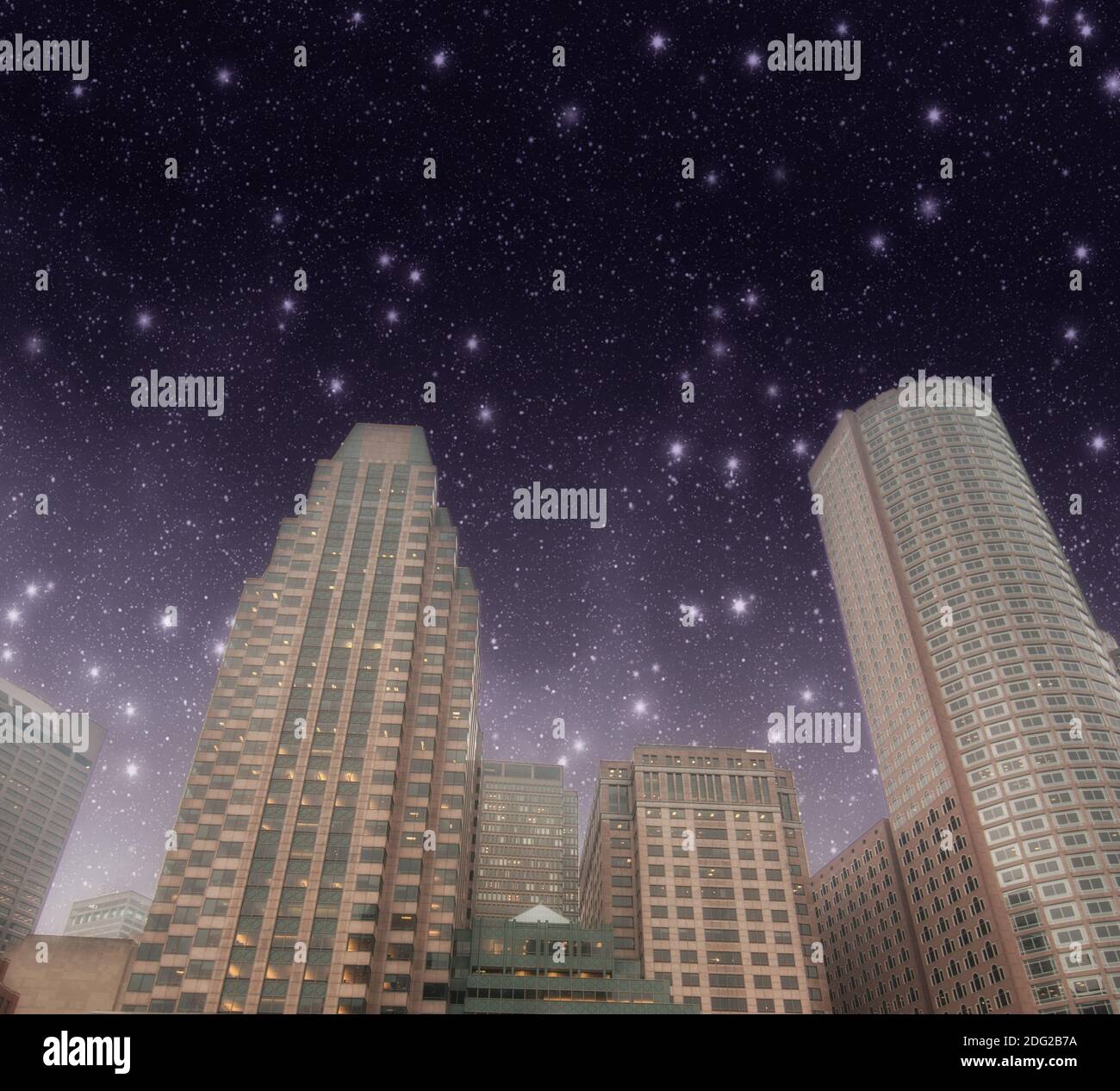 Skyscrapers of Boston with starry night Stock Photo - Alamy