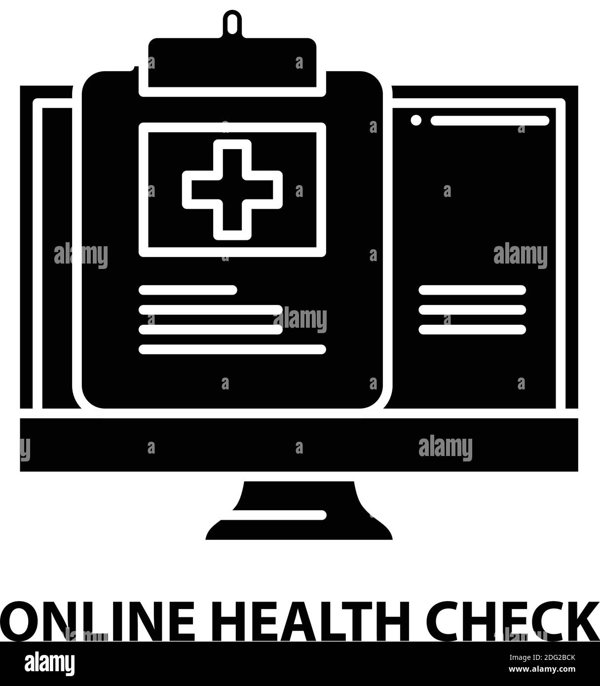 online health check icon, black vector sign with editable strokes ...