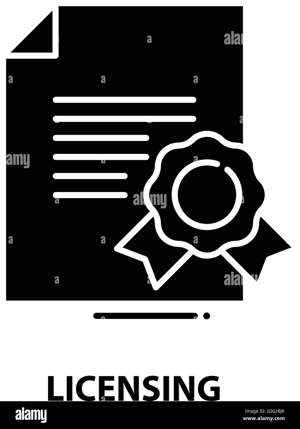 licensing icon, black vector sign with editable strokes, concept ...