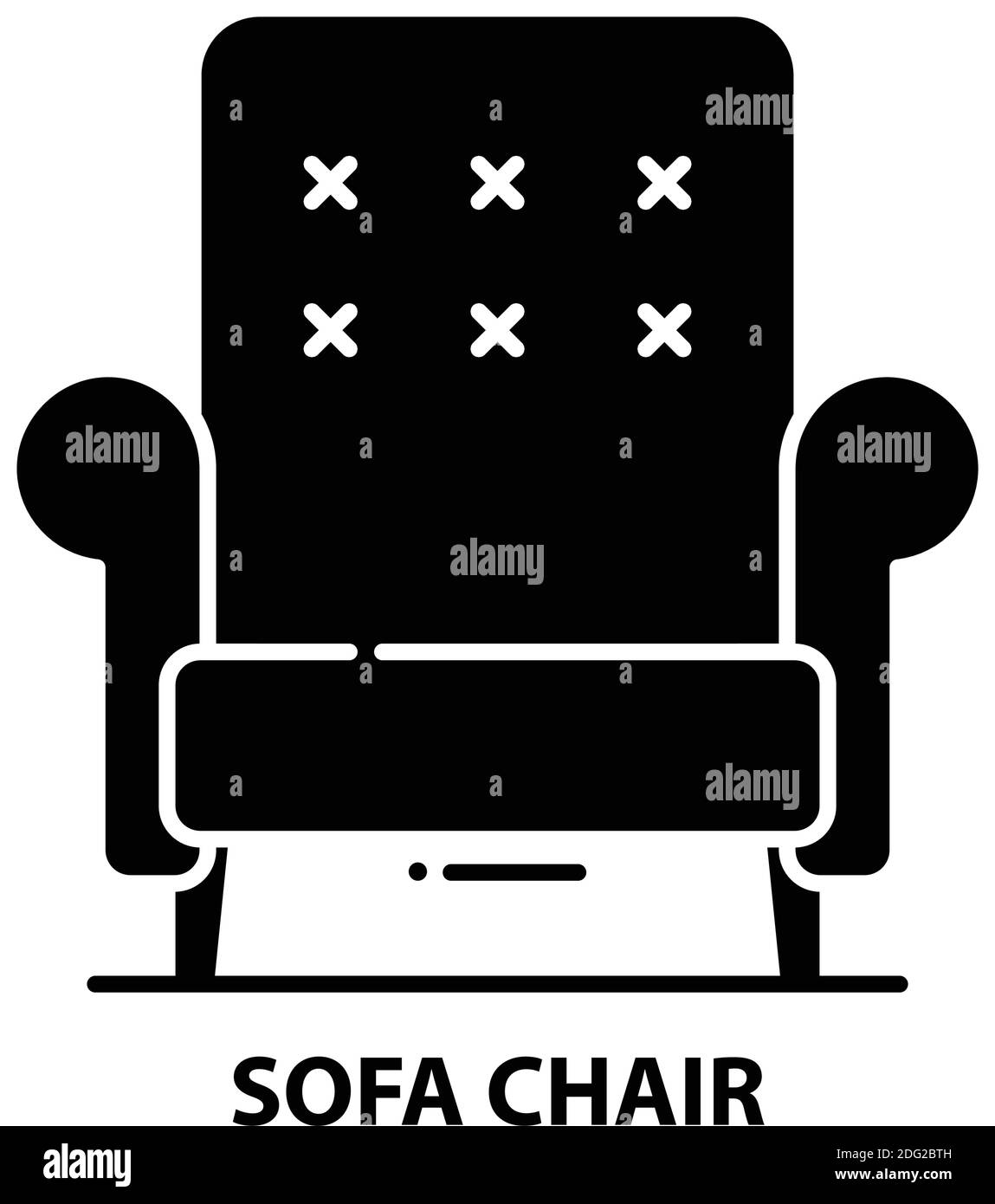 sofa chair icon, black vector sign with editable strokes, concept ...
