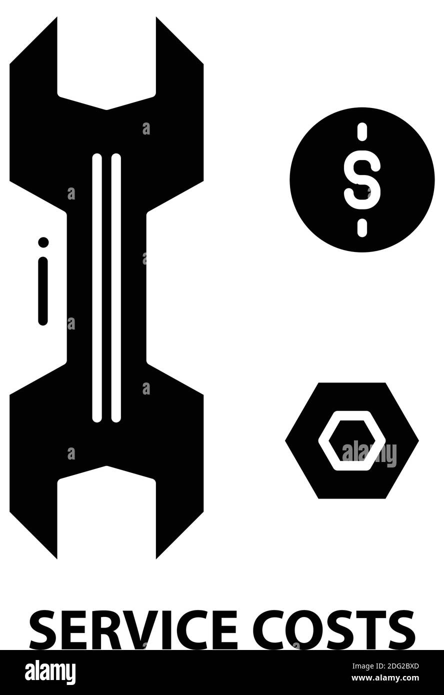 service costs icon, black vector sign with editable strokes, concept ...