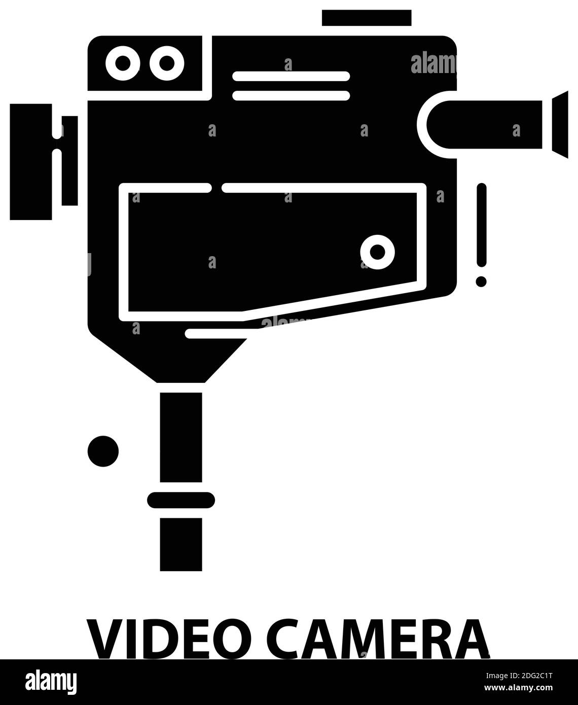 video camera icon, black vector sign with editable strokes, concept ...