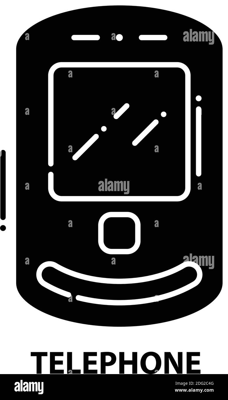 telephone icon, black vector sign with editable strokes, concept ...