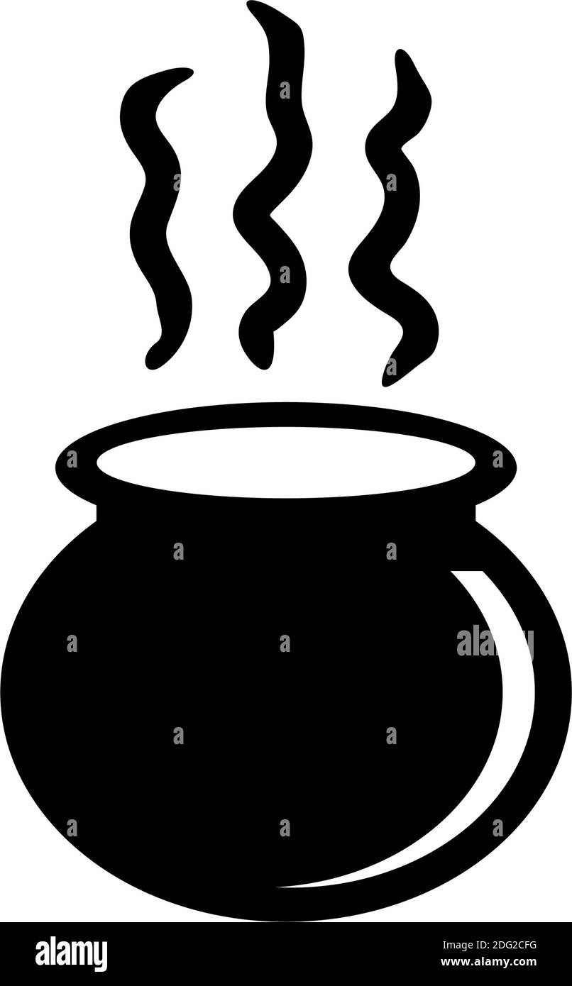 Boiled Cauldron, Halloween Witch Caldron. Flat Vector Icon illustration ...