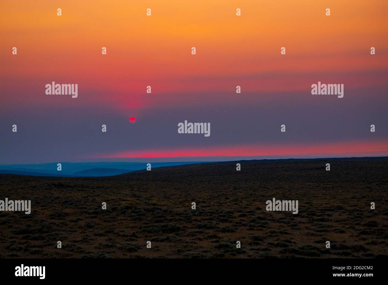 Midday through smoke, Wyoming High Desert Stock Photo - Alamy
