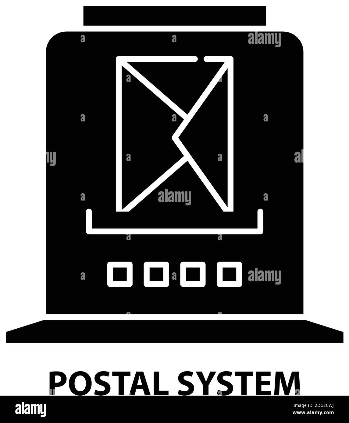 postal system icon, black vector sign with editable strokes, concept ...