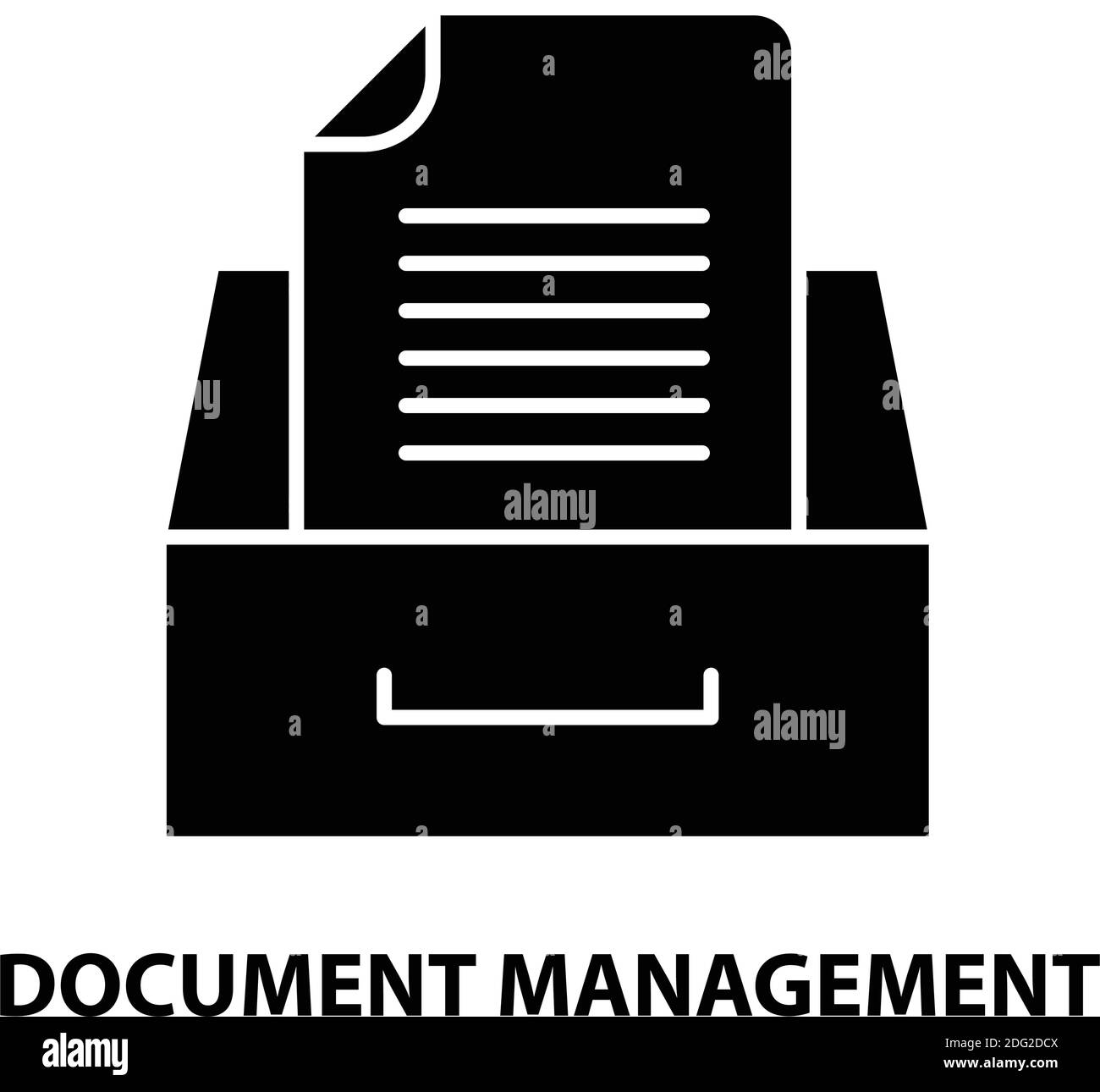 document management icon, black vector sign with editable strokes ...