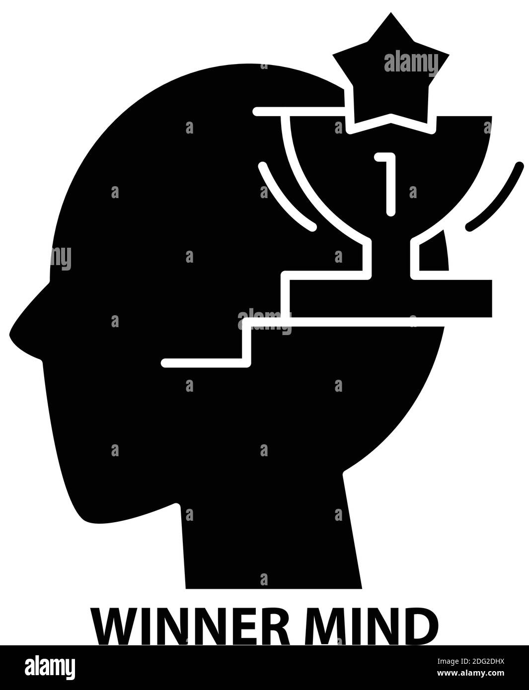 winner mind icon, black vector sign with editable strokes, concept ...