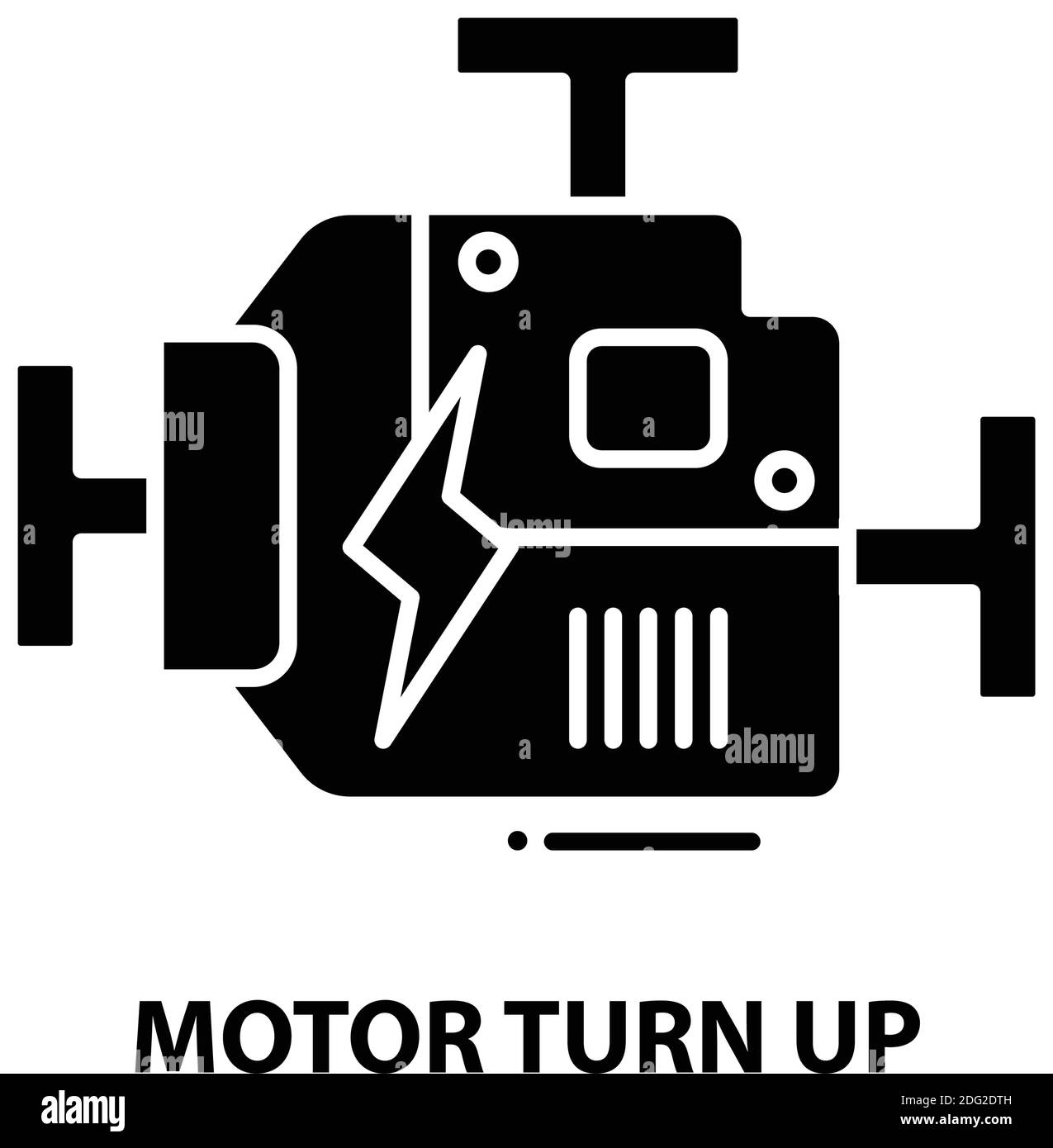 motor turn up icon, black vector sign with editable strokes, concept ...
