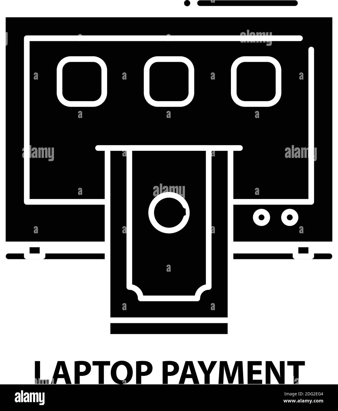 laptop payment icon, black vector sign with editable strokes, concept ...