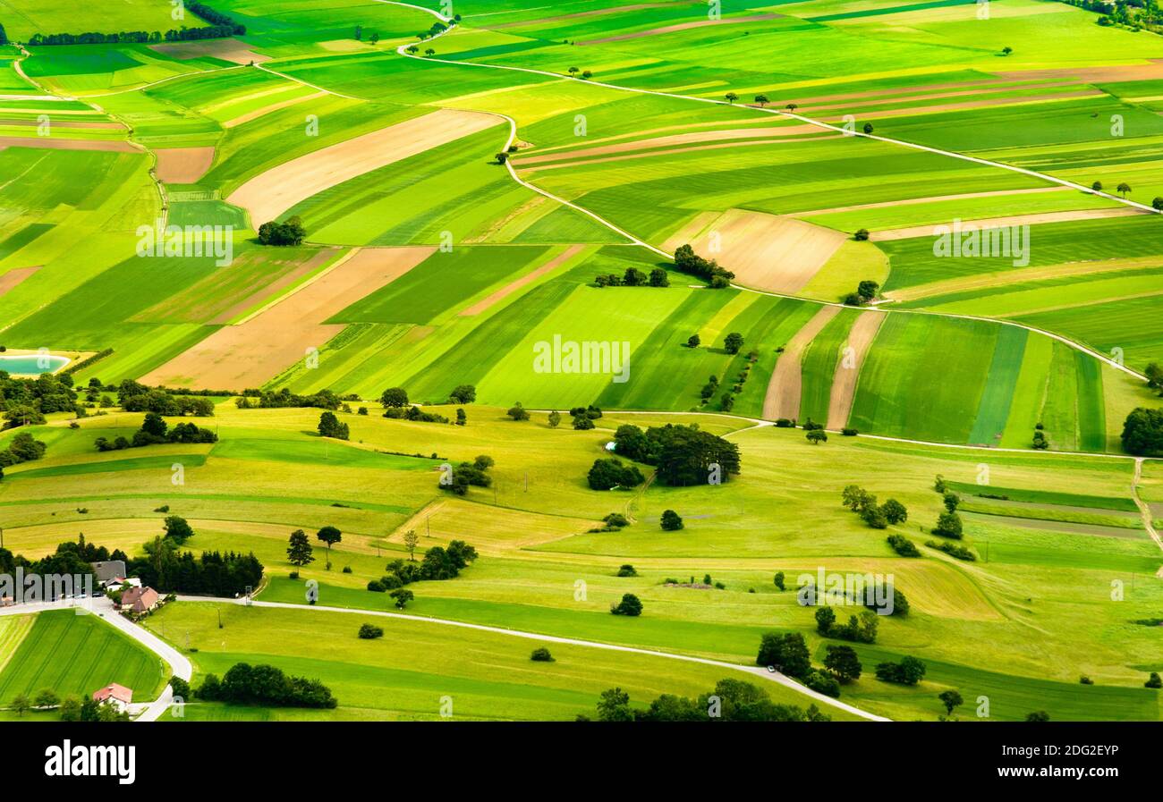 Aerial view of green fields hi-res stock photography and images - Alamy