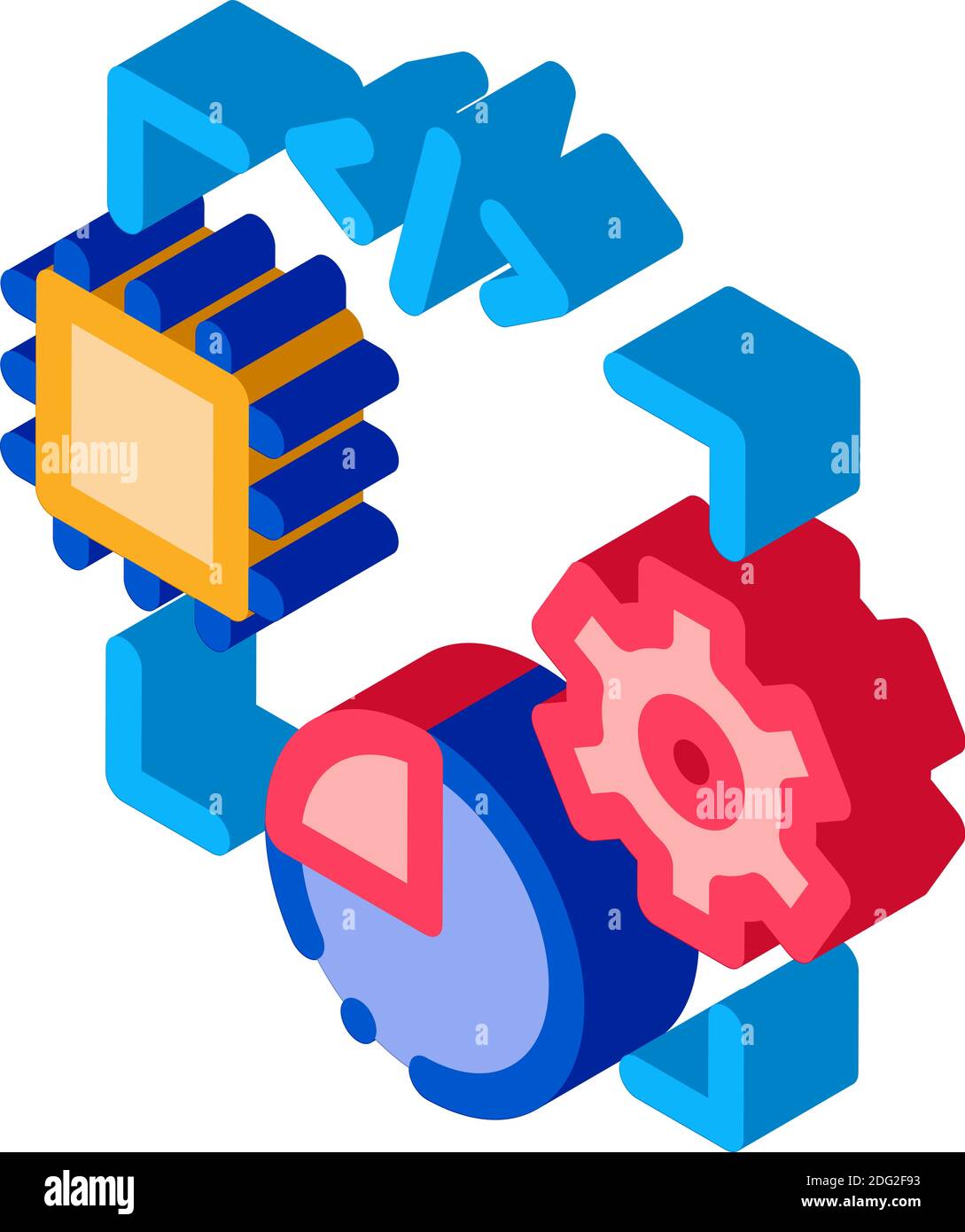 microchip programming code mechanical gear and infographic isometric icon vector illustration ...