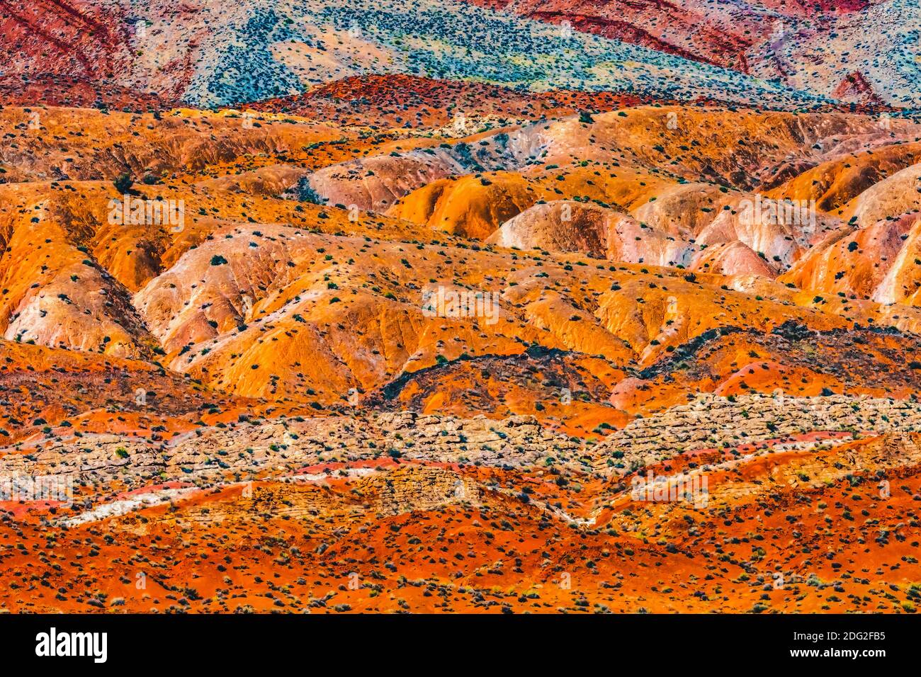 Colorful Red Orange White Blue Rock Formation Canyon Desert Near ...
