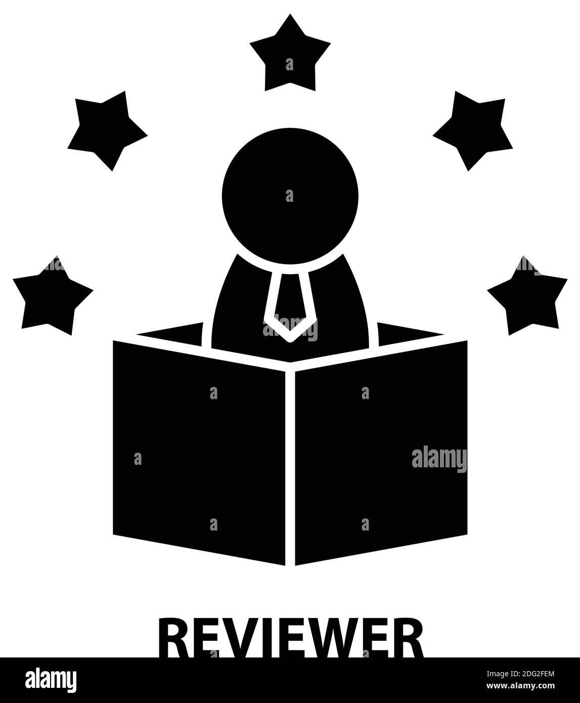 reviewer icon, black vector sign with editable strokes, concept ...