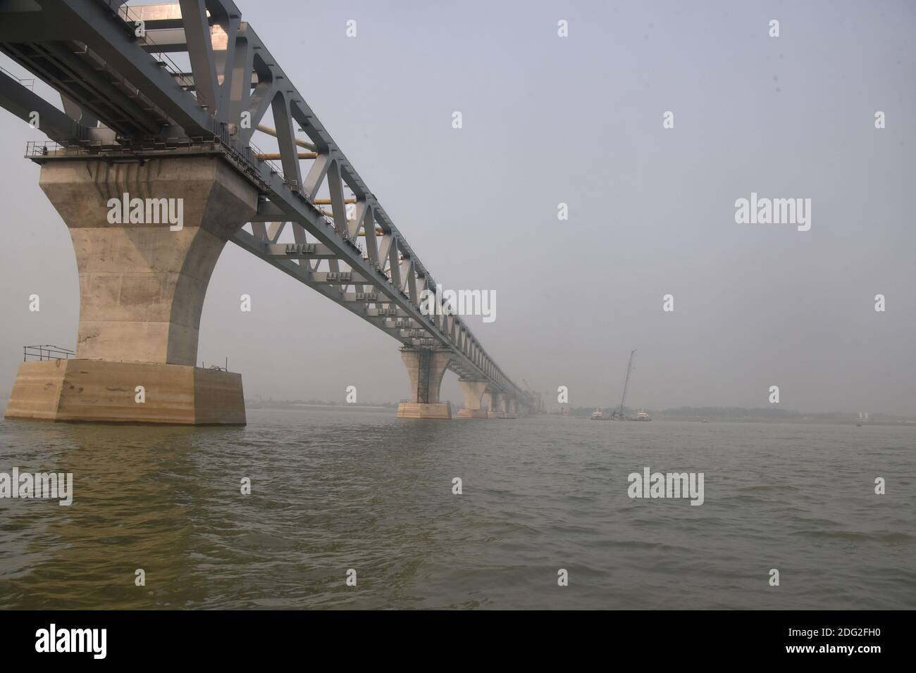 A view of under construction Padma Bridge over the Padma River near ...