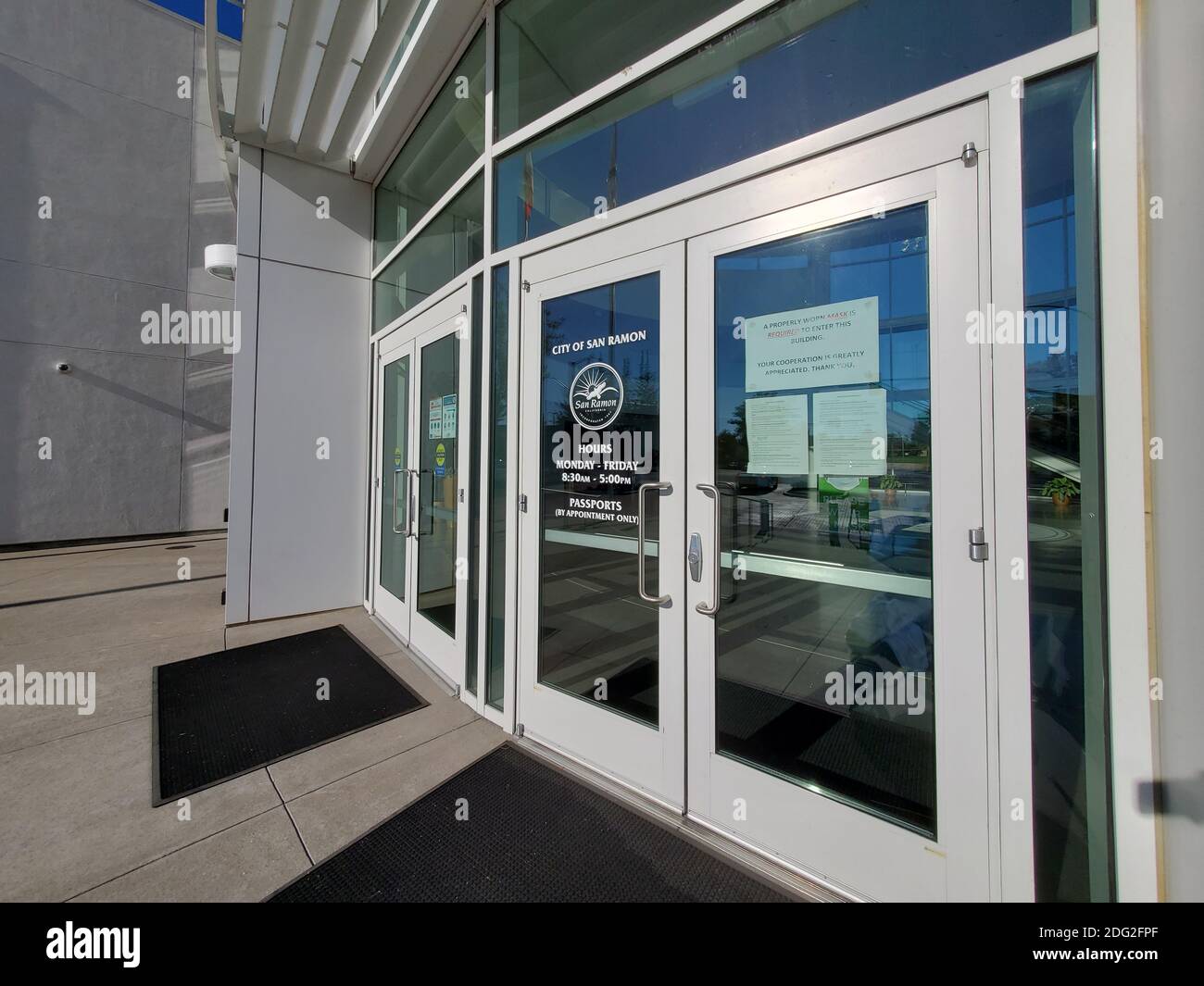 Photograph of the entrance to the San Ramon City Hall in San Ramon ...