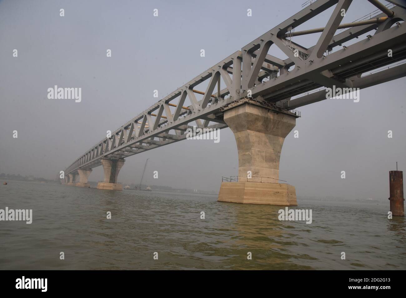 A view of under construction Padma Bridge over the Padma River near ...