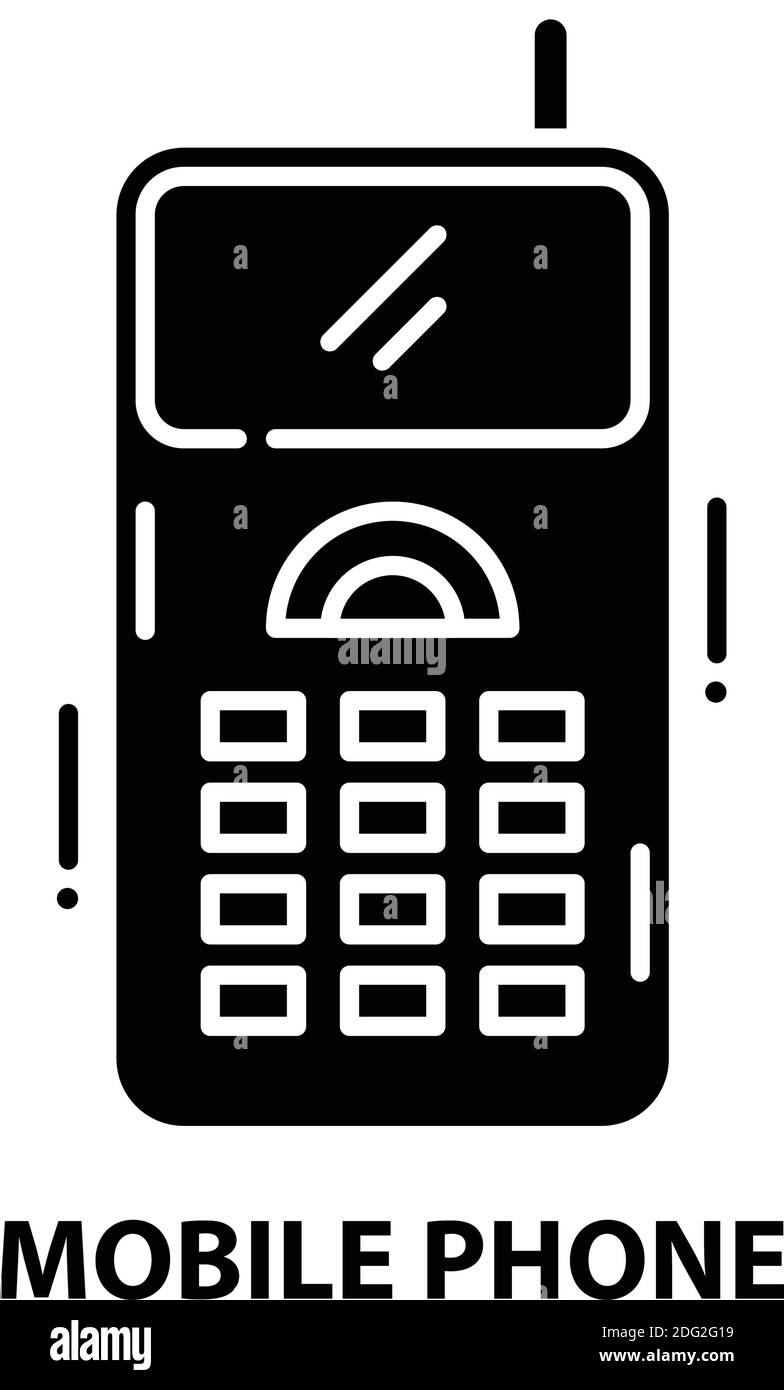 mobile phone icon, black vector sign with editable strokes, concept ...