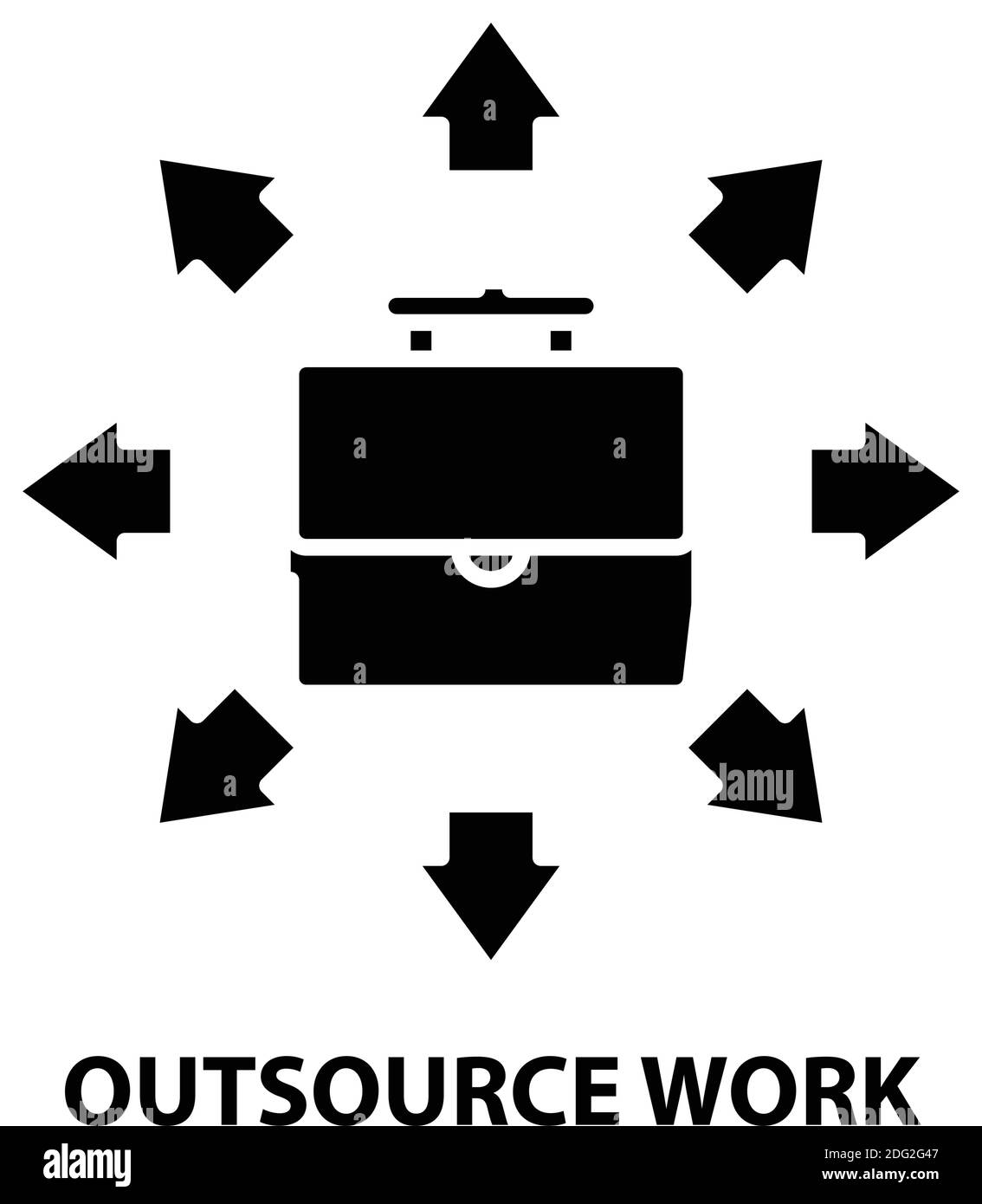 outsource work icon, black vector sign with editable strokes, concept ... outsource work icon, black vector sign with editable strokes, concept ...