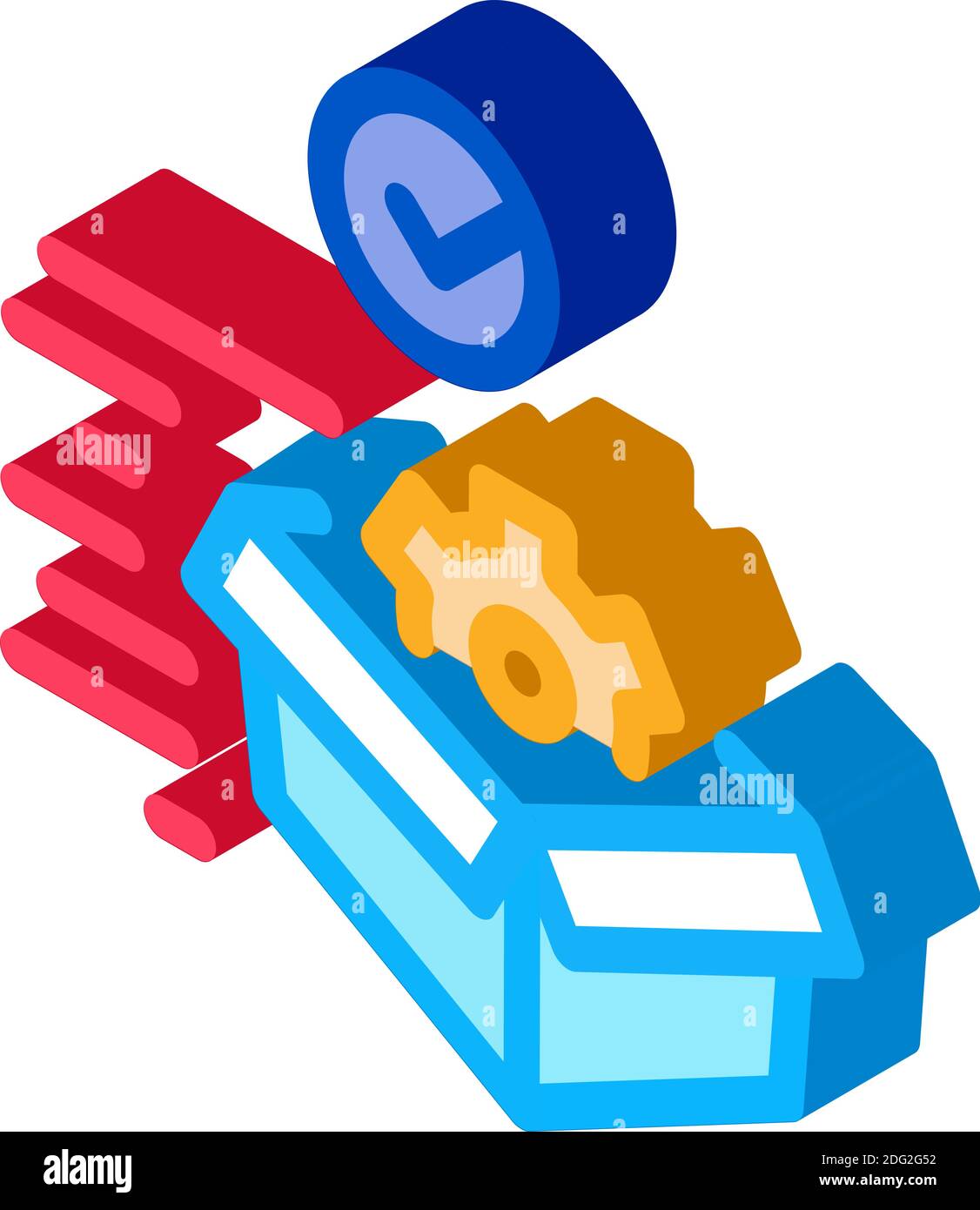 mechanical gear in box, fast delivery isometric icon vector ...