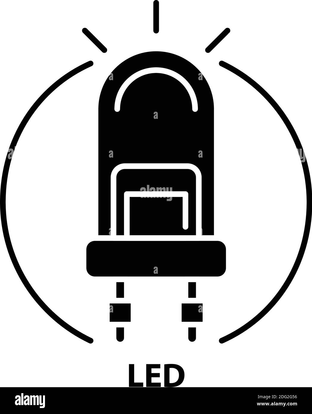 led icon, black vector sign with editable strokes, concept illustration ...