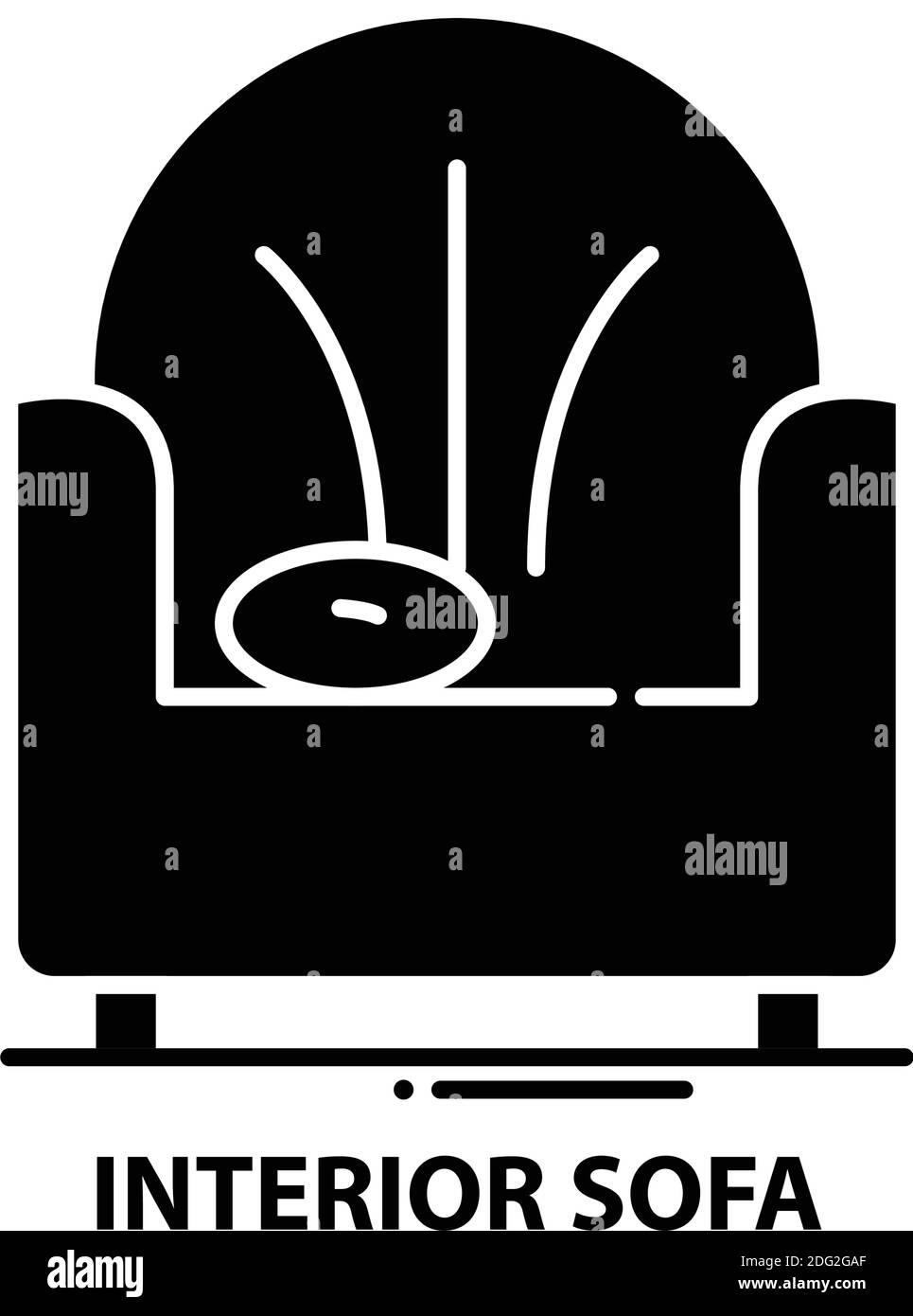 interior sofa icon, black vector sign with editable strokes, concept ...