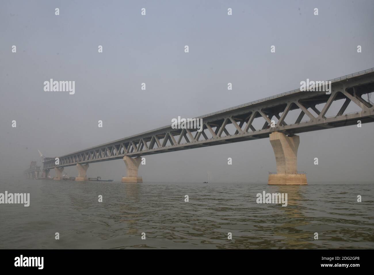 A view of under construction Padma Bridge over the Padma River near ...
