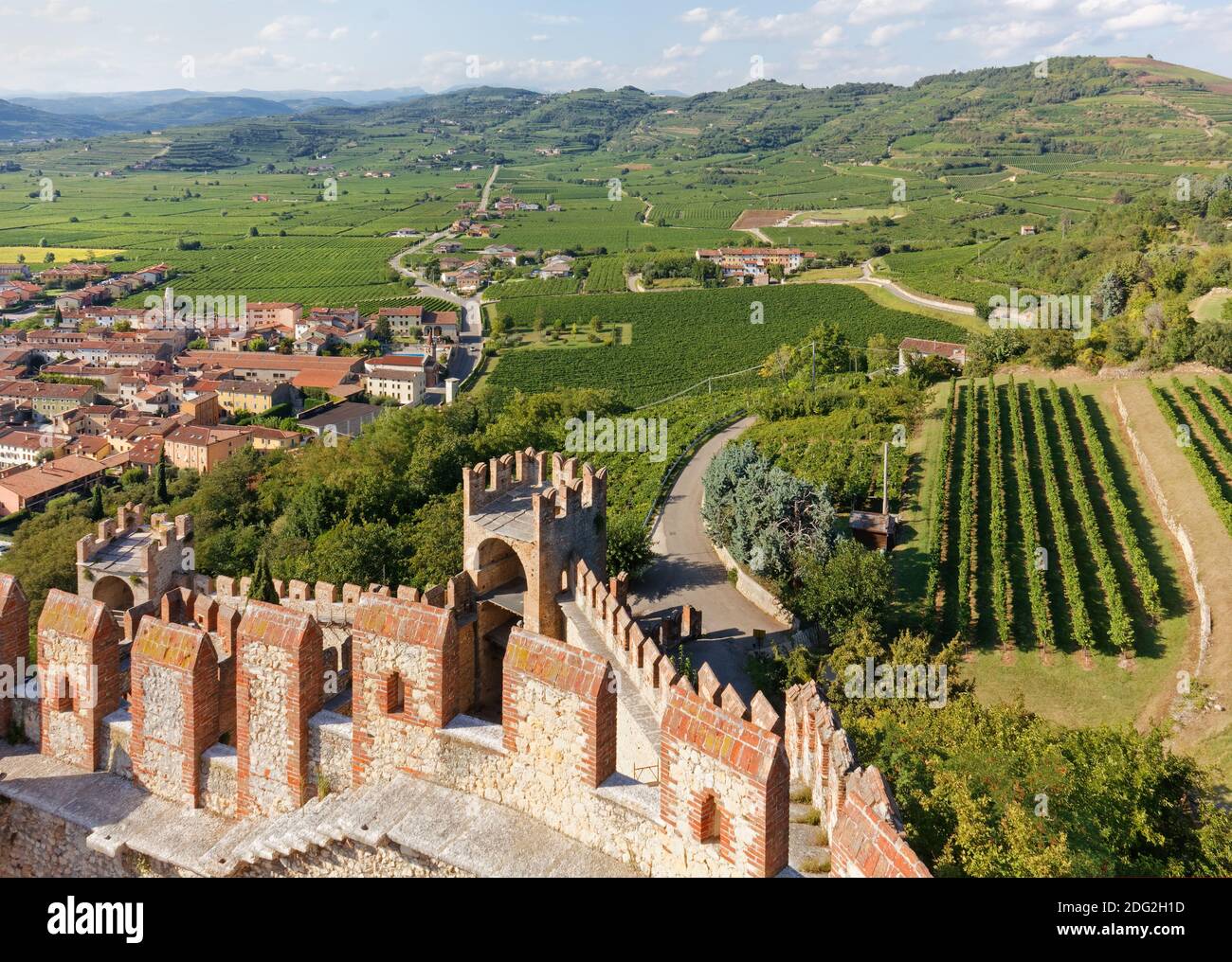 Landscape next to the town of Soave, Italy, seen from the walls of the ...