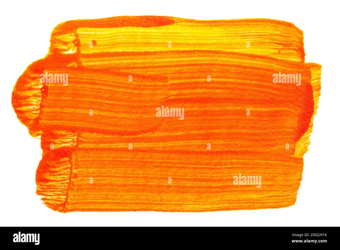 Orange brush stroke isolated on the white background. Large abstract ...