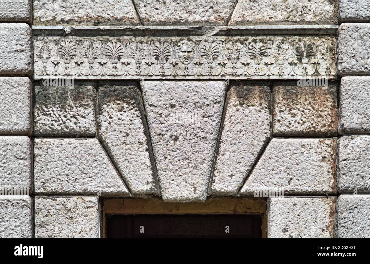 Architectural detail of the keystone in an Italian portal of the late ...