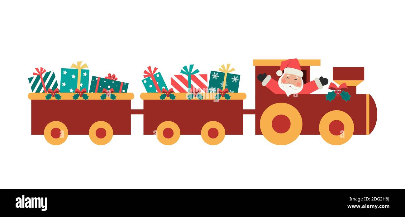 Christmas train with gifts. There is also Santa Claus in the picture ...