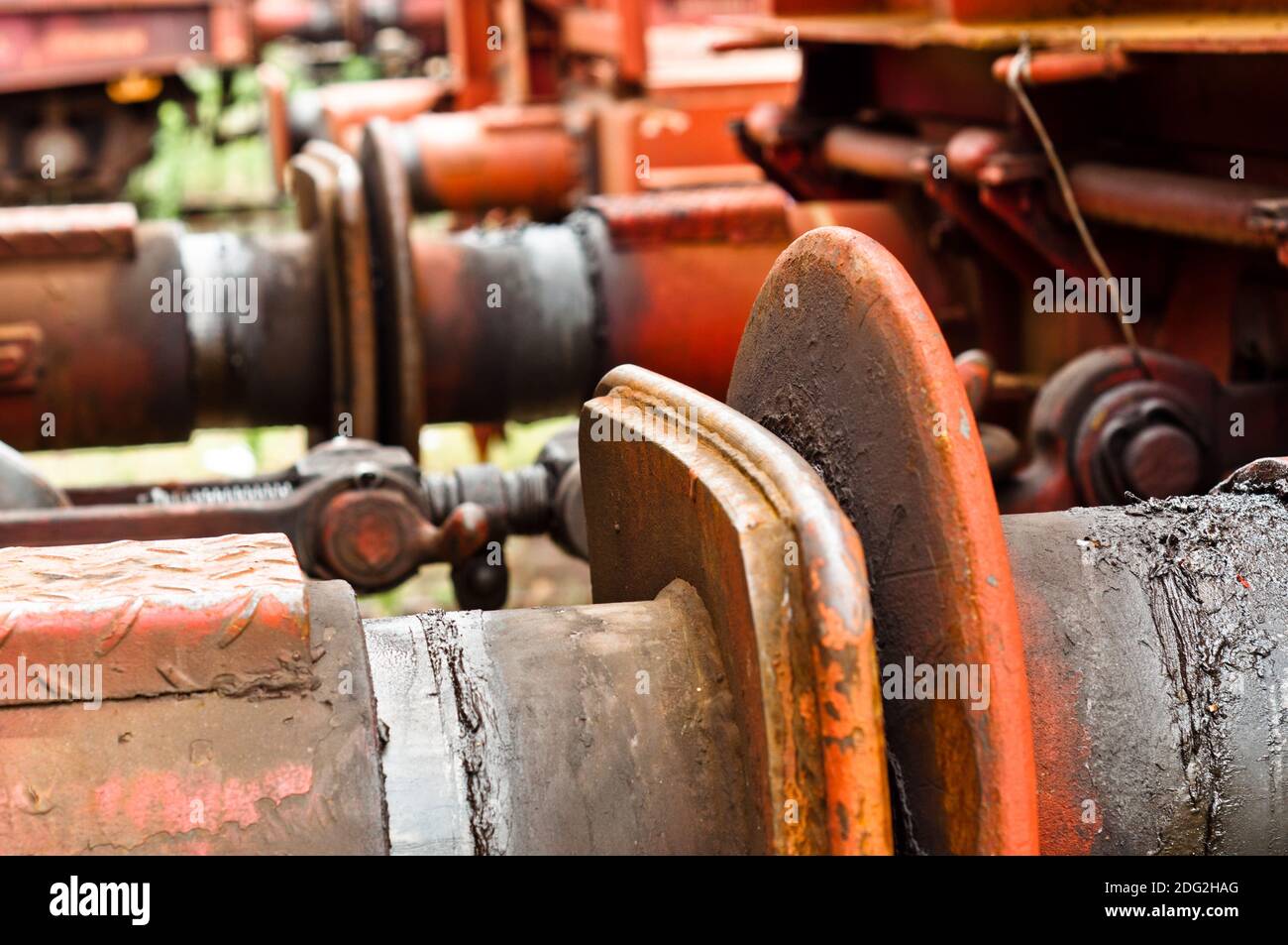 Train connector with blurry background Stock Photo - Alamy