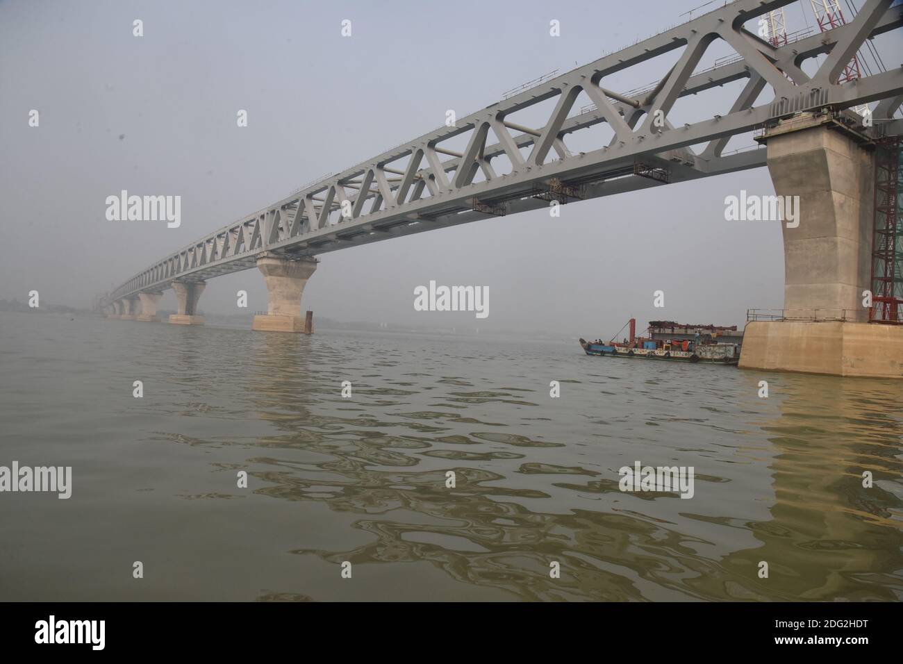 A view of under construction Padma Bridge over the Padma River near ...