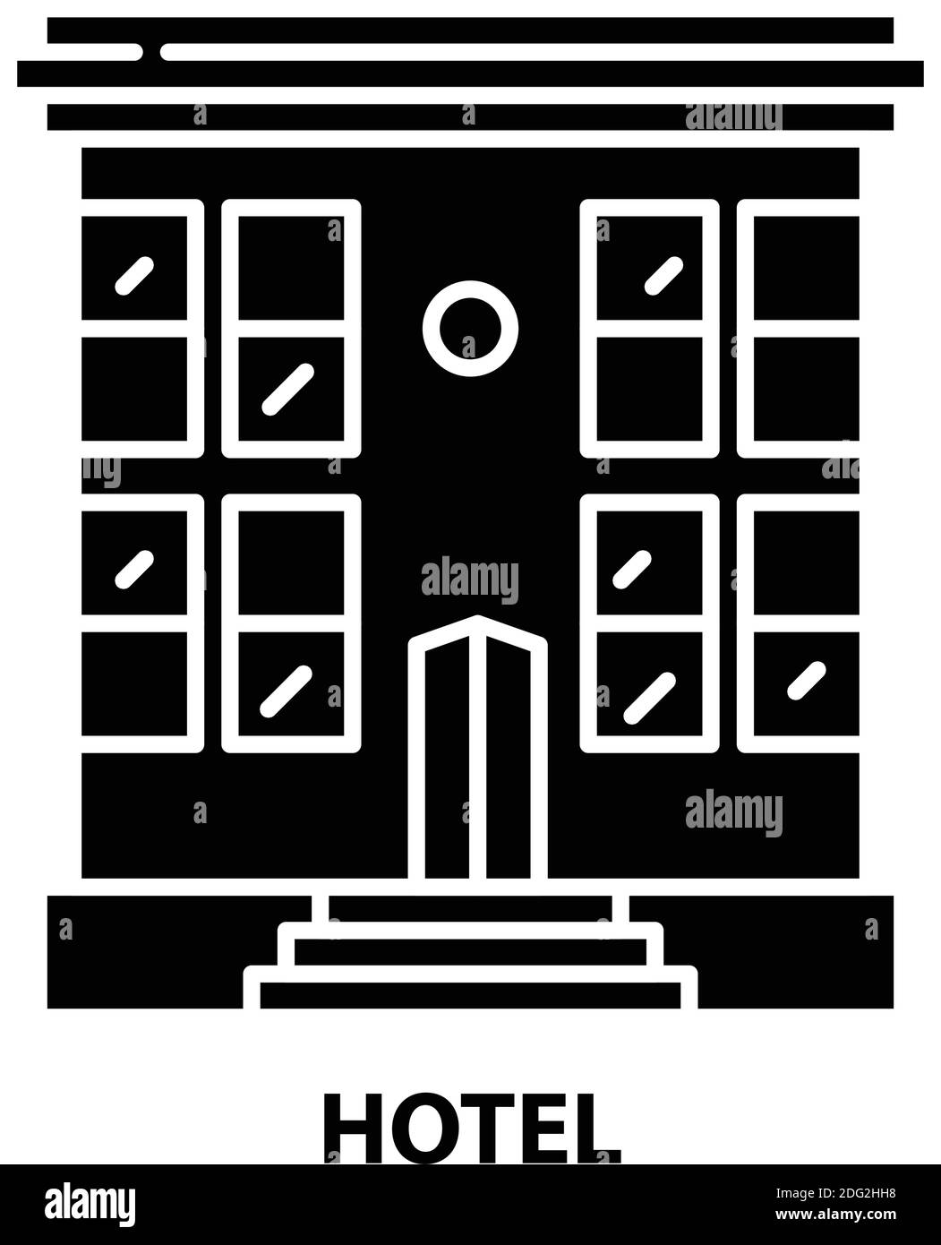 hotel icon, black vector sign with editable strokes, concept ...