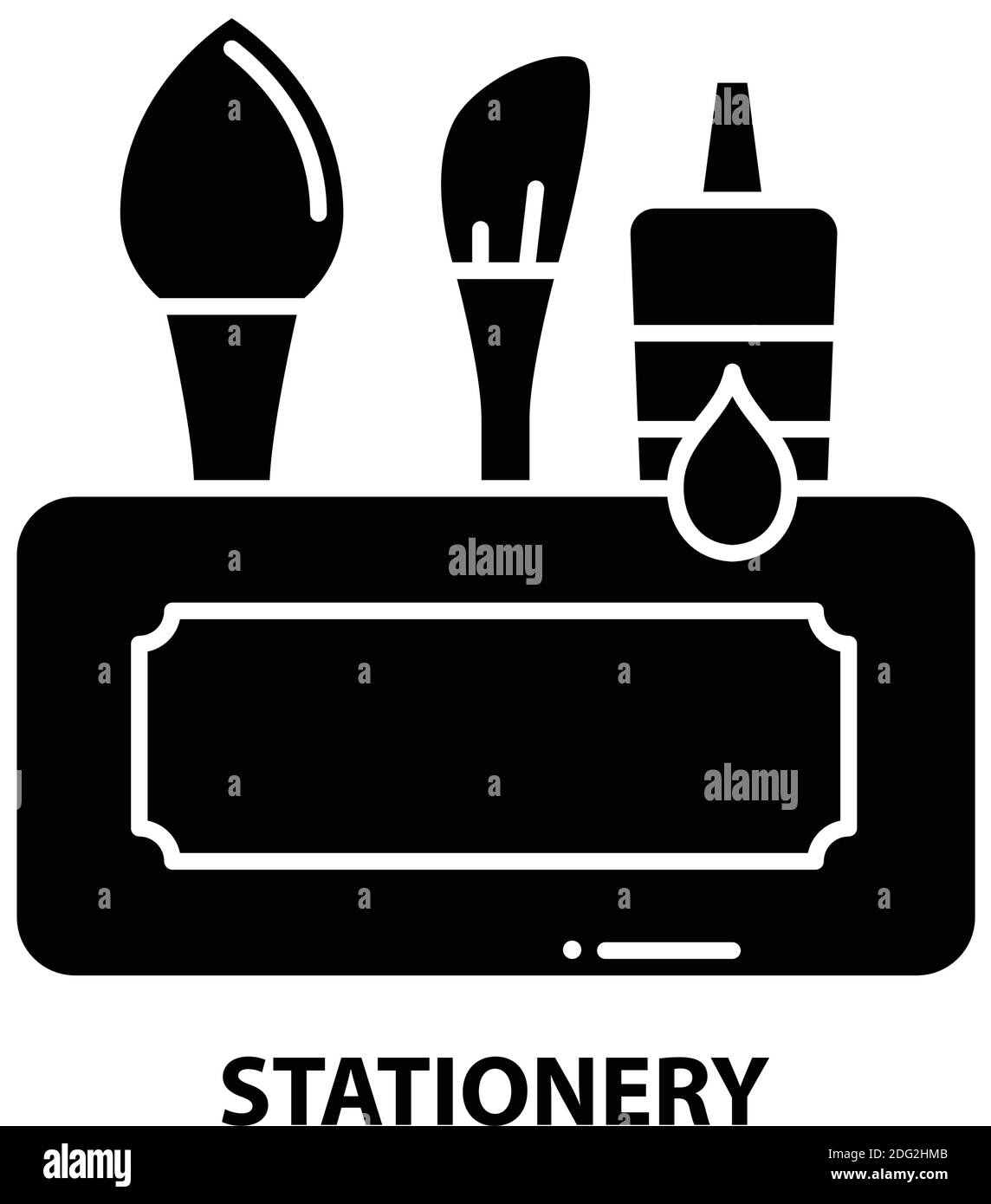 stationery icon, black vector sign with editable strokes, concept ...