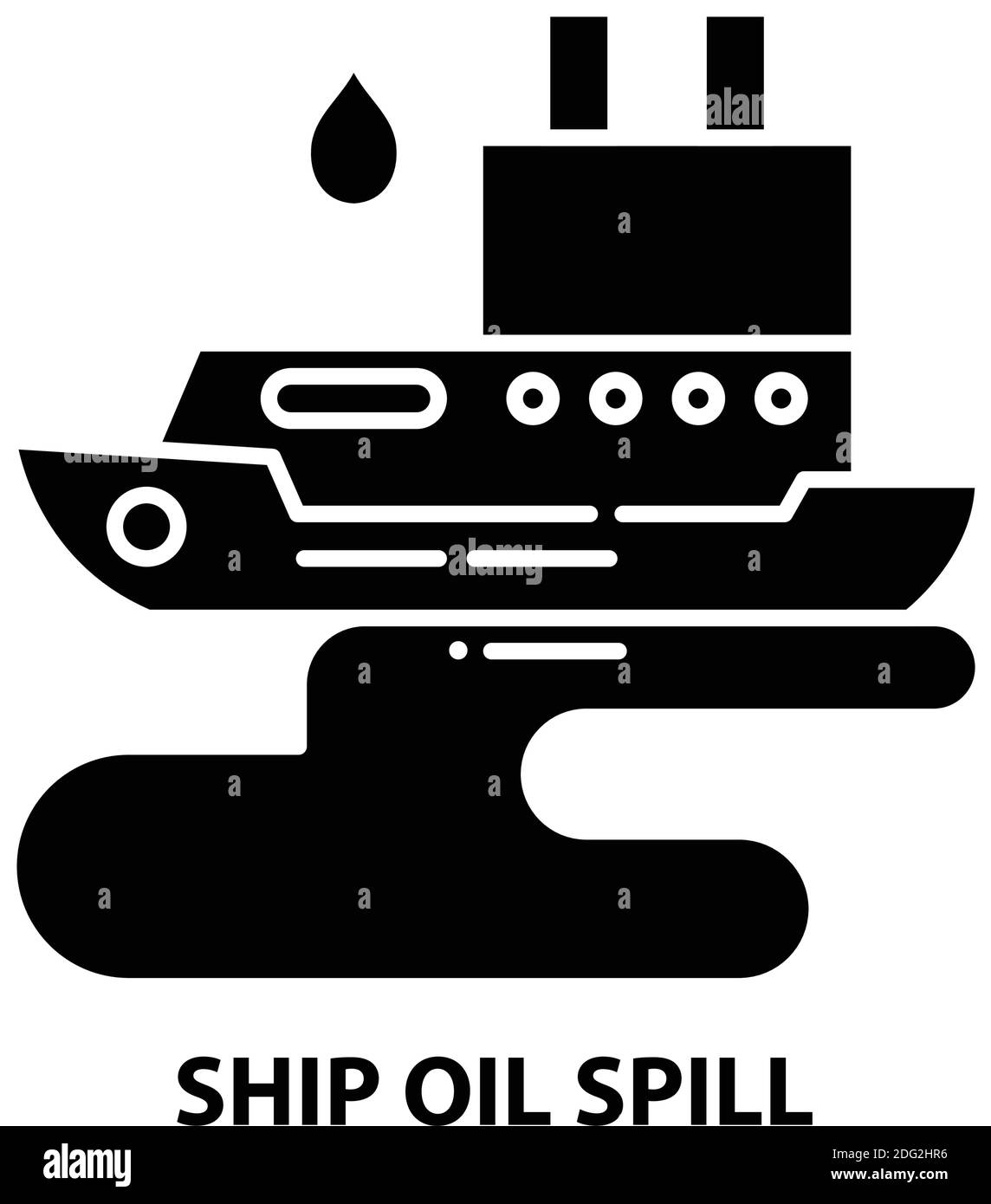 ship oil spill icon, black vector sign with editable strokes, concept ...