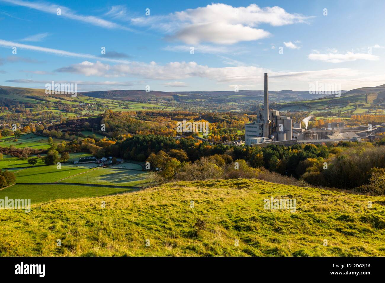 View of cement works in Hope Valley, Castleton, Derbyshire, Peak ...