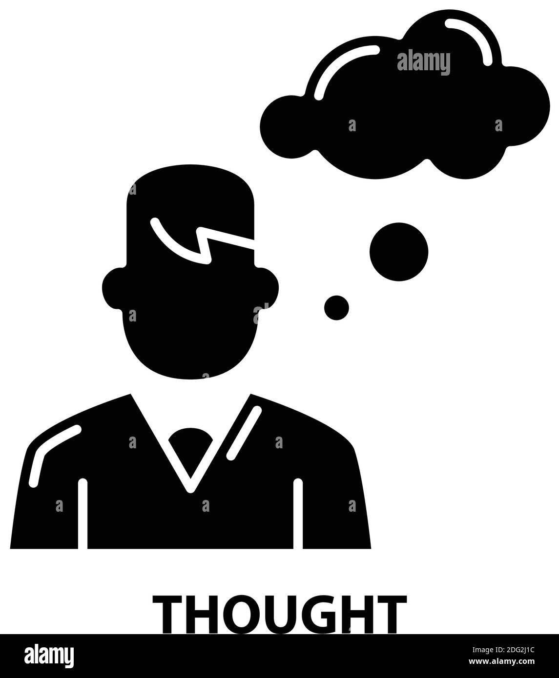 thought icon, black vector sign with editable strokes, concept symbol ...