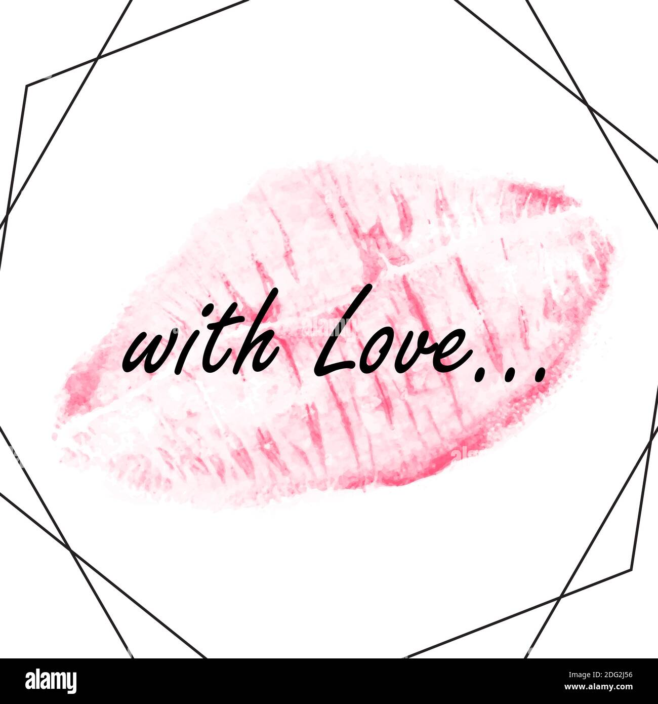 Happy Valentines Day Card Lips. Illustration Stock Photo - Alamy