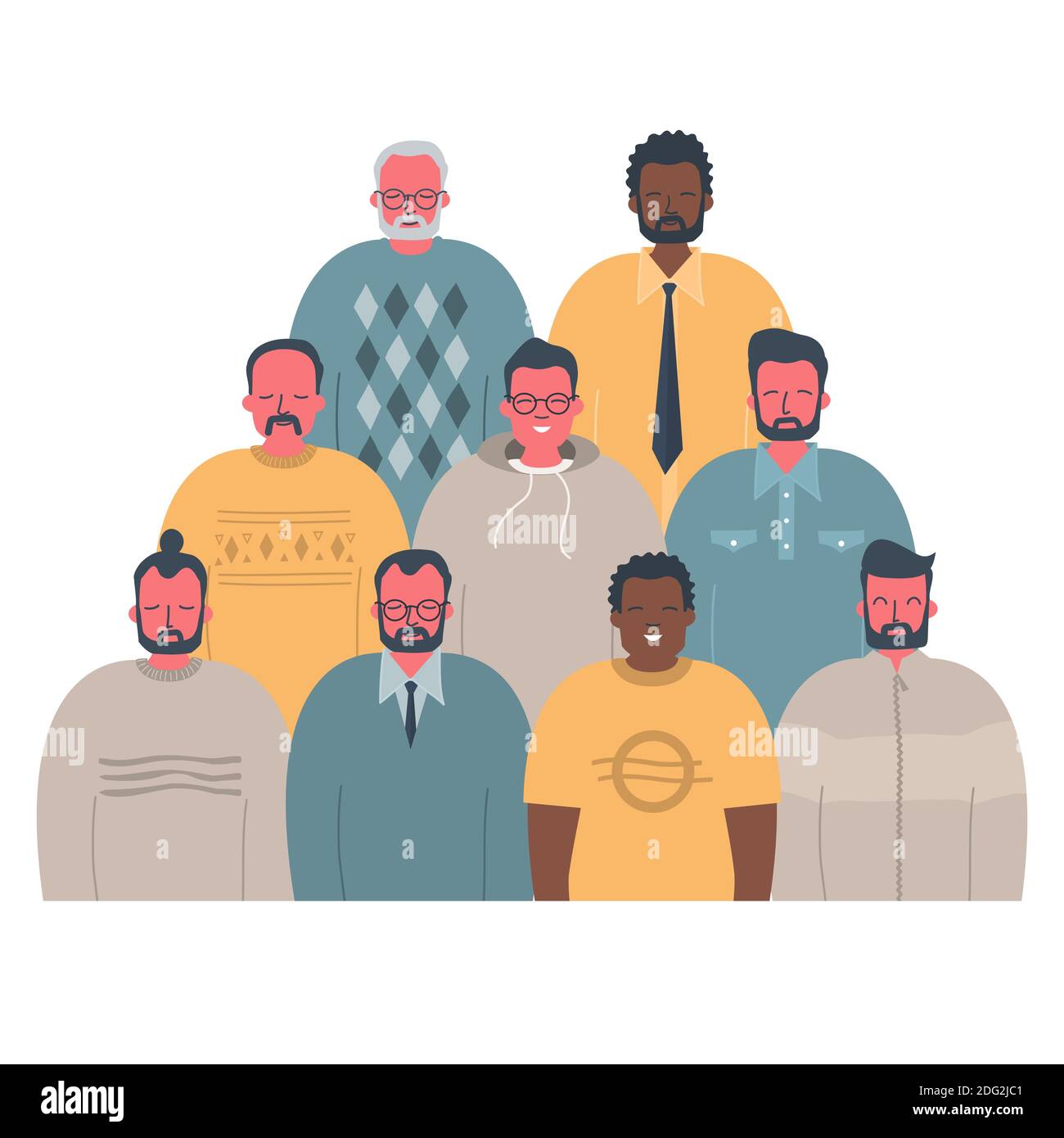 Men's community. Male solidarity. Stronger together concept. There are ...