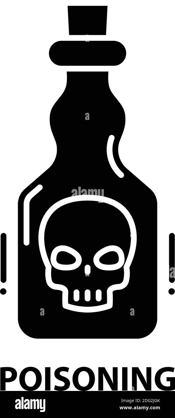 poisoning icon, black vector sign with editable strokes, concept ...