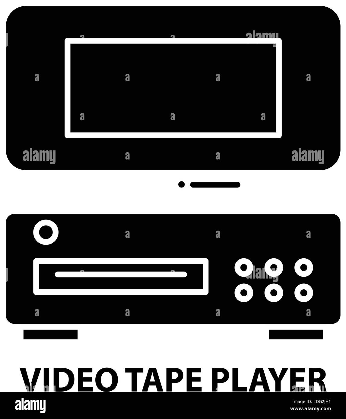 video tape player icon, black vector sign with editable strokes ...