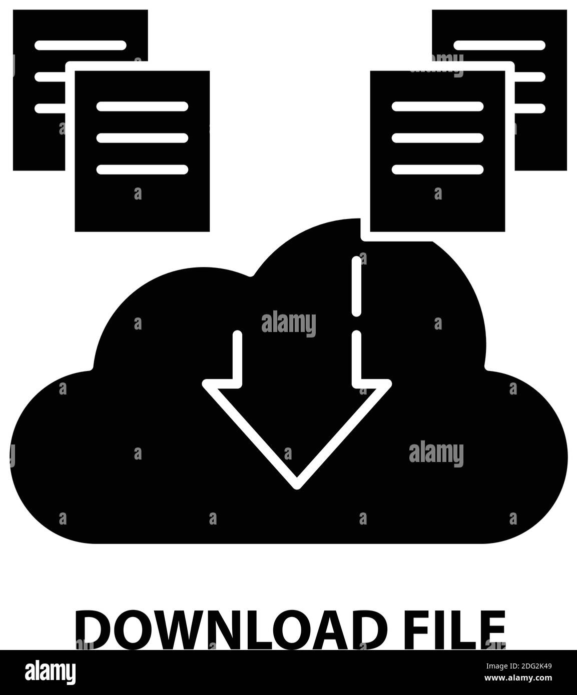 download file icon, black vector sign with editable strokes, concept ...