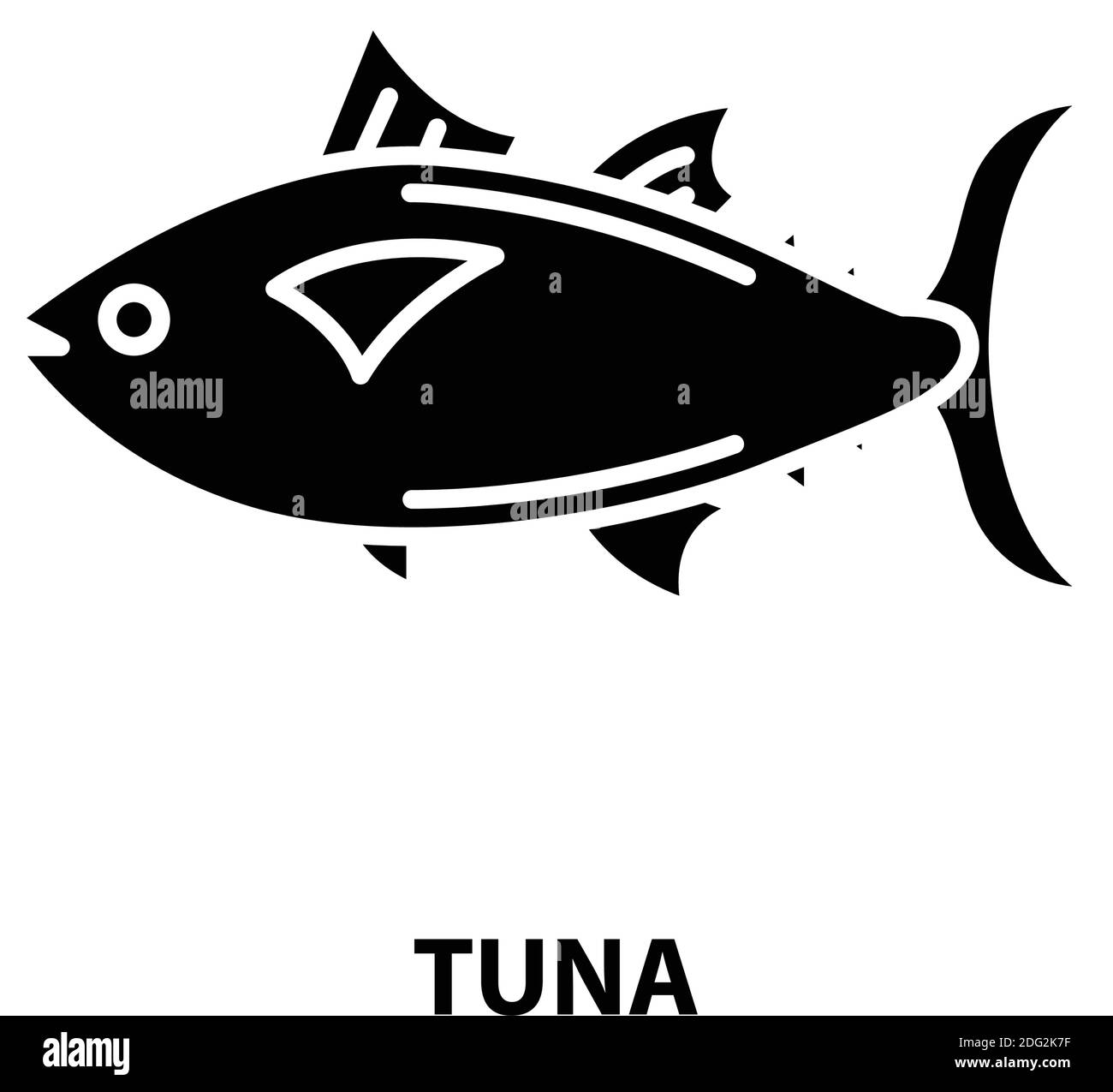 tuna icon, black vector sign with editable strokes, concept ...