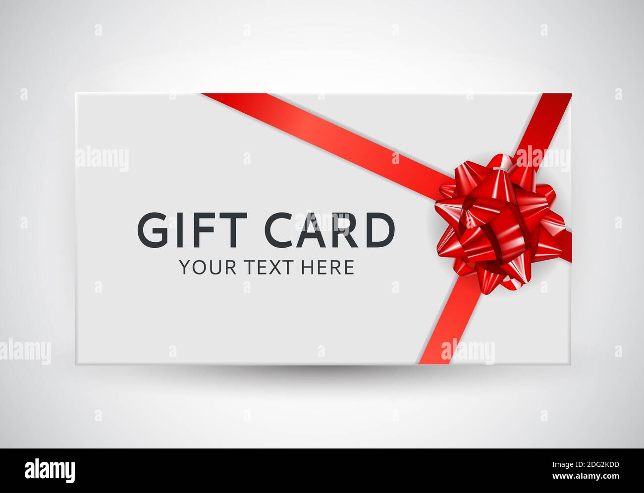 Gift Card Template with Bow and Ribbon Illustration Stock Photo - Alamy